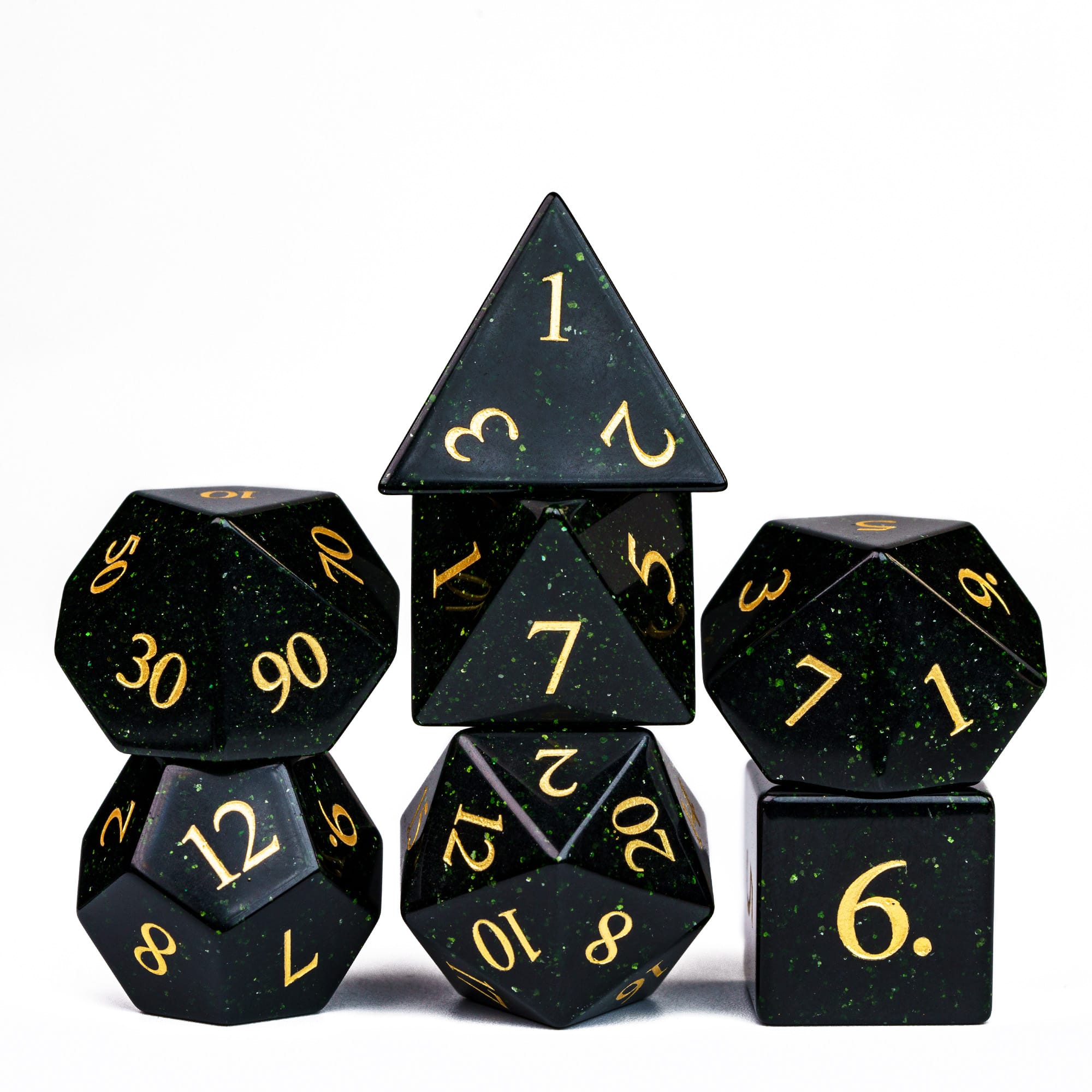 Cusdie 7Pcs/Set Handmade Green Sandstone Dice Set, 16mm Polyhedral DND ...