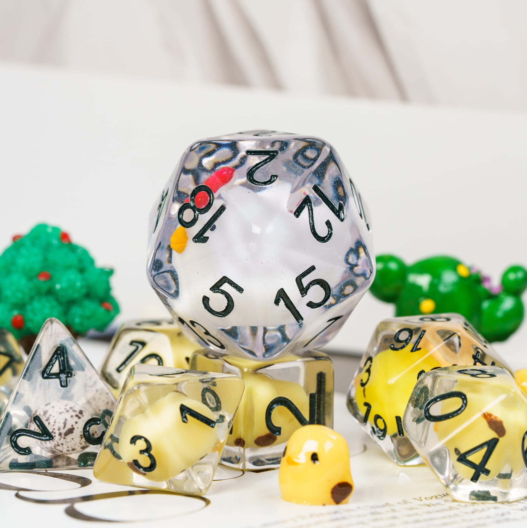Full Set Chicken Family Resin Dice Set With Bag